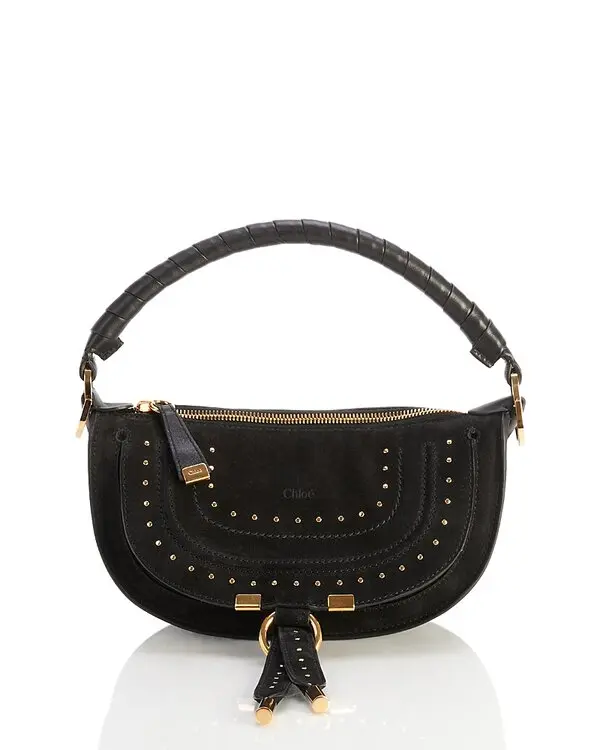 Chloé Marcie Mini Suede Saddle Bag - Black