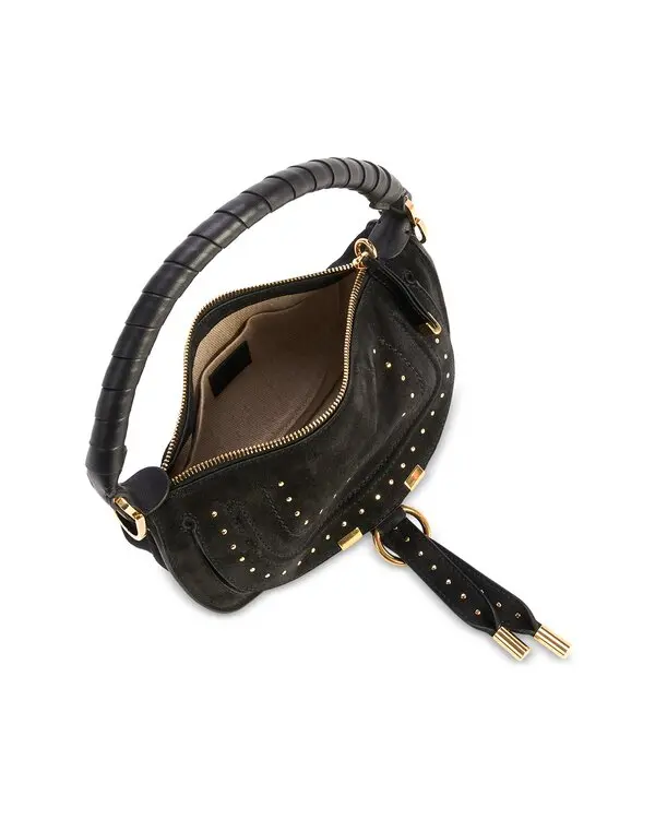 Chloé Marcie Mini Suede Saddle Bag - Black