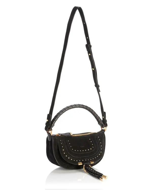 Chloé Marcie Mini Suede Saddle Bag - Black