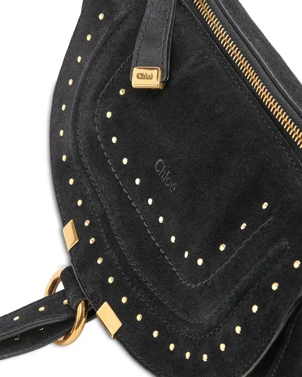 Chloé Marcie Mini Suede Saddle Bag - Black