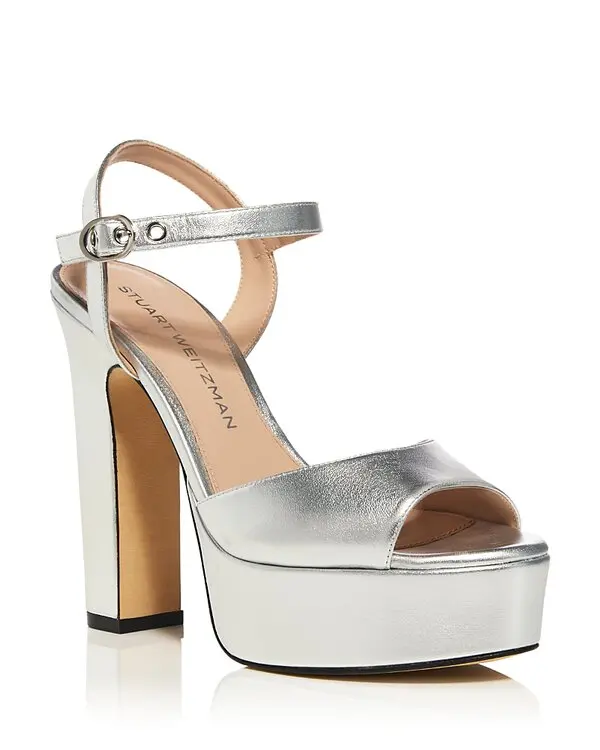 STUART WEITZMAN Reade Platform Sandals - Silver