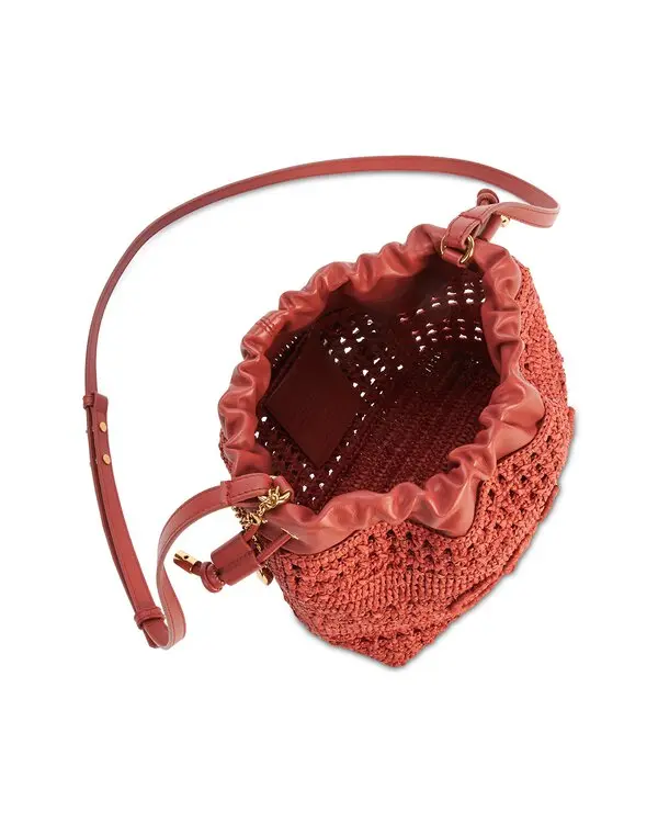 Chloé Raffia Bucket Bag With Leather Trim - Ginger Red
