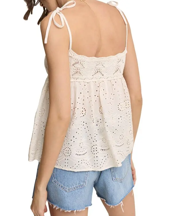 NOBODY'S CHILD Mixed Media Embroidered Camisole