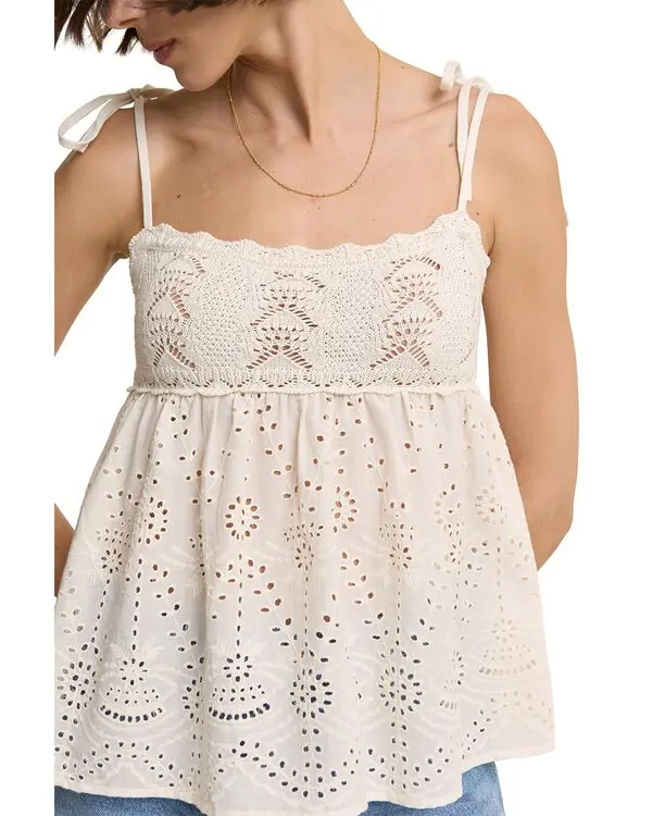 NOBODY'S CHILD Mixed Media Embroidered Camisole