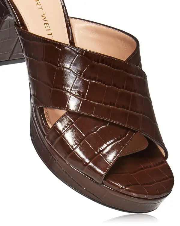 STUART WEITZMAN Dyna Croc Effect Platform Sandals
