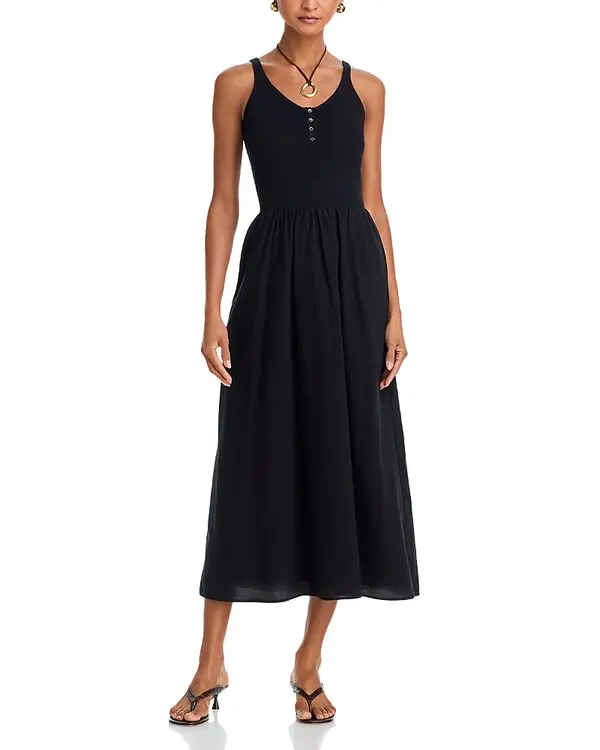 Xirena Fallon Button-front Midi Dress - Black