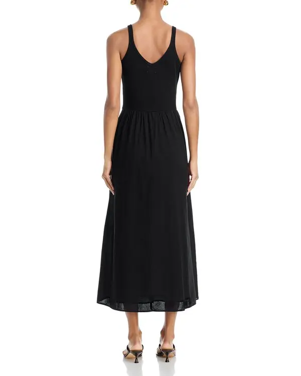 Xirena Fallon Ribbed V-neck Button-detailed Midi Dress