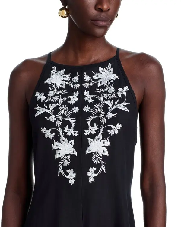 Kobi Halperin Regina Embroidered Midi Dress - Black