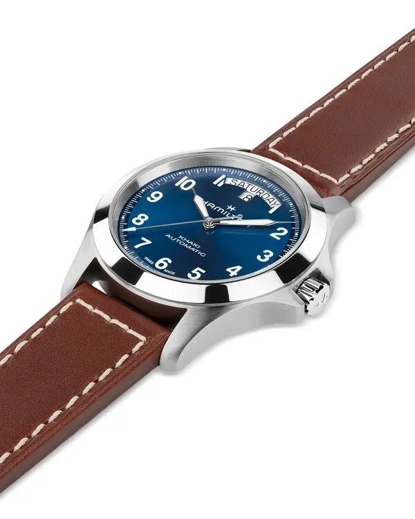Hamilton Khaki Field Day-date Automatic Watch - Blue/brown