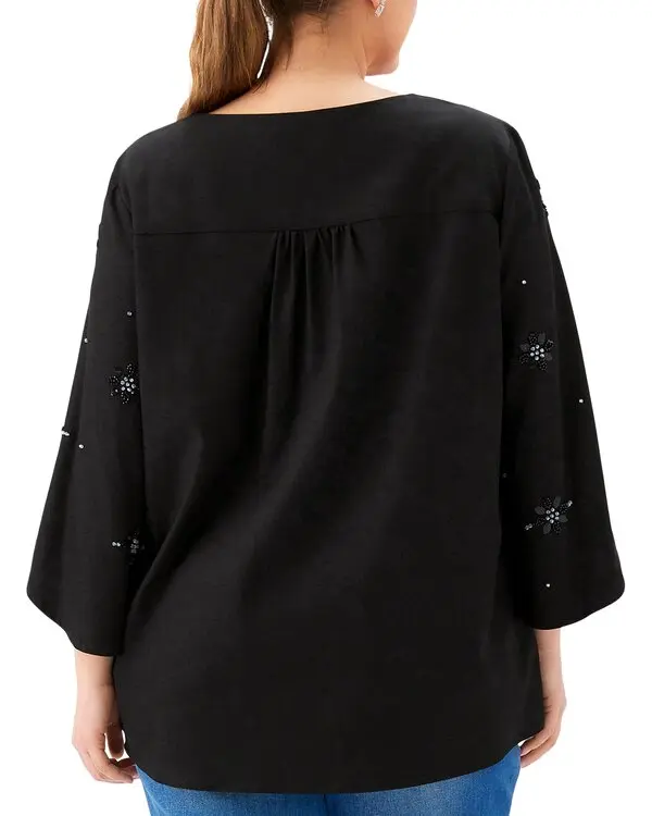 Karen Kane Embellished Asymmetrical Top With Bracelet Sleeves