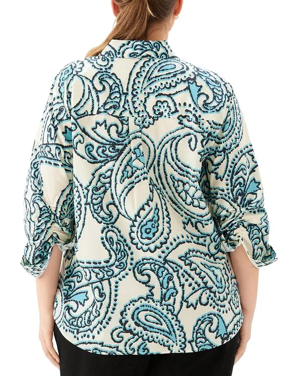 Karen Kane Ruched Sleeve Paisley Shirt