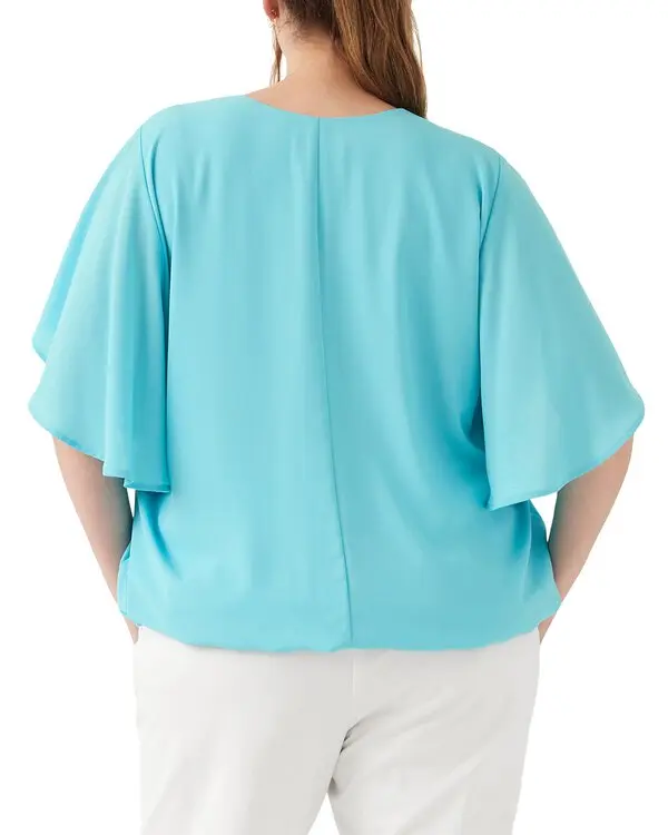 Karen Kane Flutter Sleeve V-neck Top - Aqua
