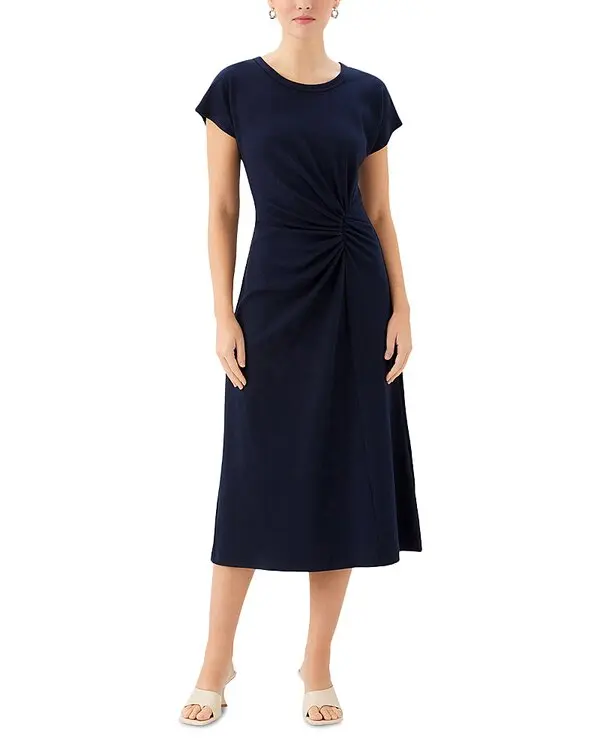 Fifteen Twenty Aveline Side Twist Midi Dress - Navy