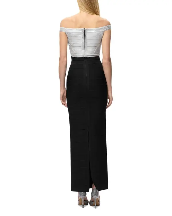 Herve Leger Metallic Bonnie Gown