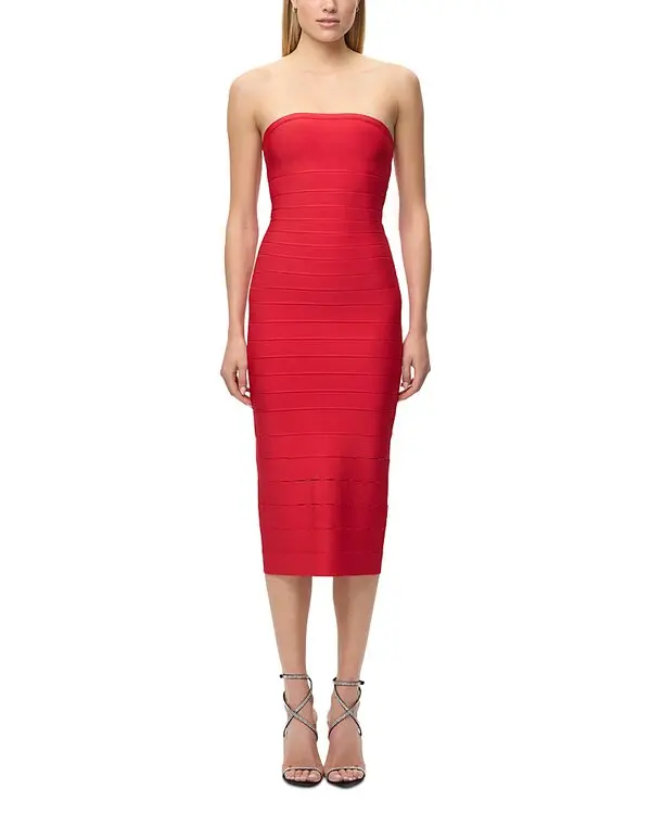 Herve Leger The Cassidy Strapless Bandage Dress - Chili