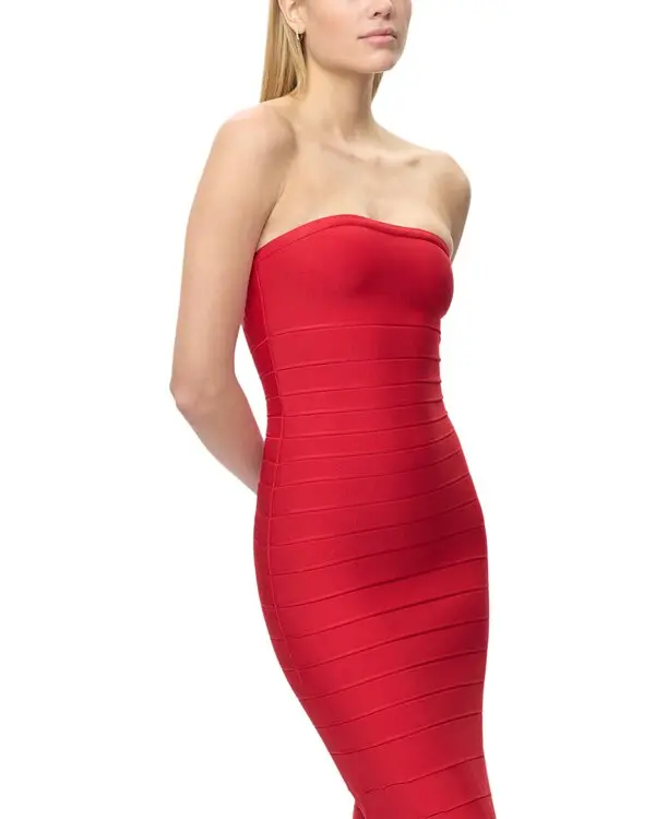 Herve Leger The Cassidy Strapless Bandage Dress - Chili