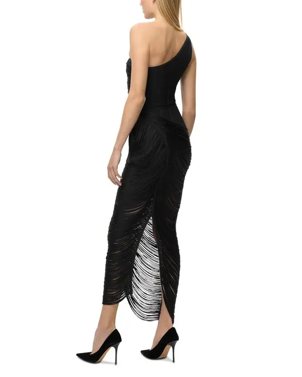 Herve Leger Tyra Gown With One-shoulder Design And Draped Skirt