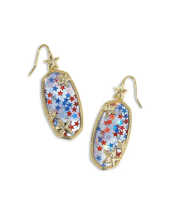 Kendra Scott Elle Multi Star Drop Earrings - Gold/red/white/blue