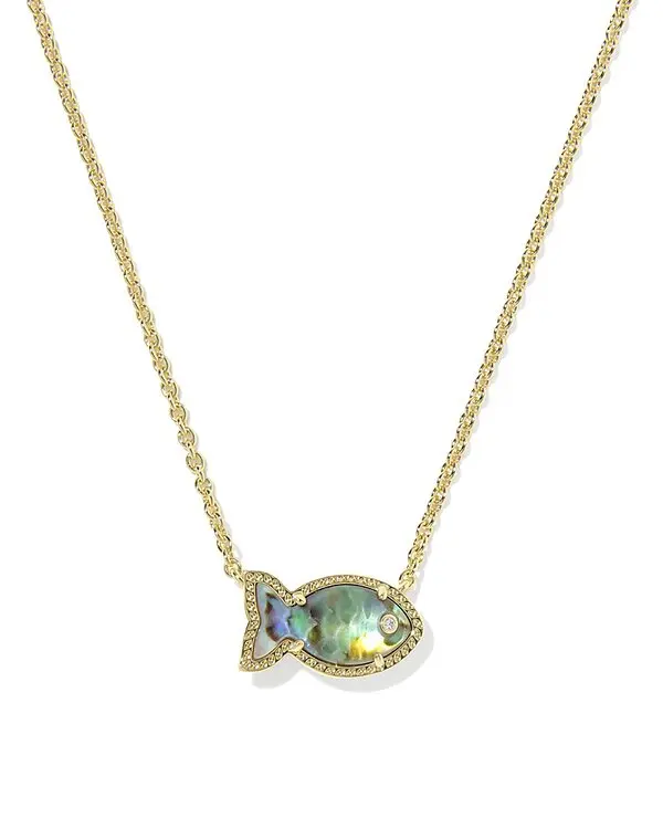 Kendra Scott Parker Fish Pendant Necklace - Gold Abalone Shell