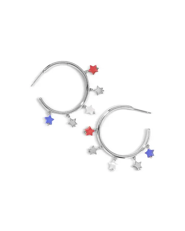 Kendra Scott Camila Star Charm Hoop Earrings - Silver/red/white/blue