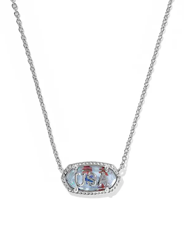 Kendra Scott Elisa Usa Pendant Necklace - Silver/red/white/blue