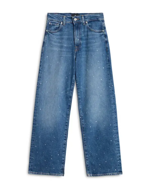 7 For All Mankind Stovepipe Straight Ankle Jeans With Embellishments