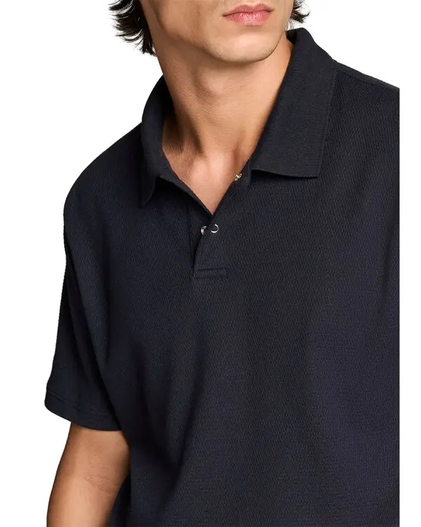 Vince Mesh Knit Snap Short Sleeve Polo - Coastal