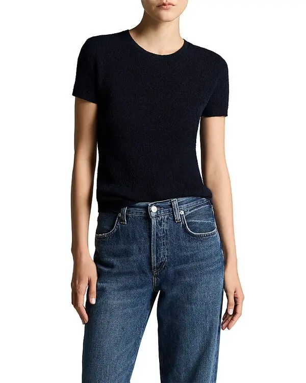 Vince Textured Crewneck Top - Navy