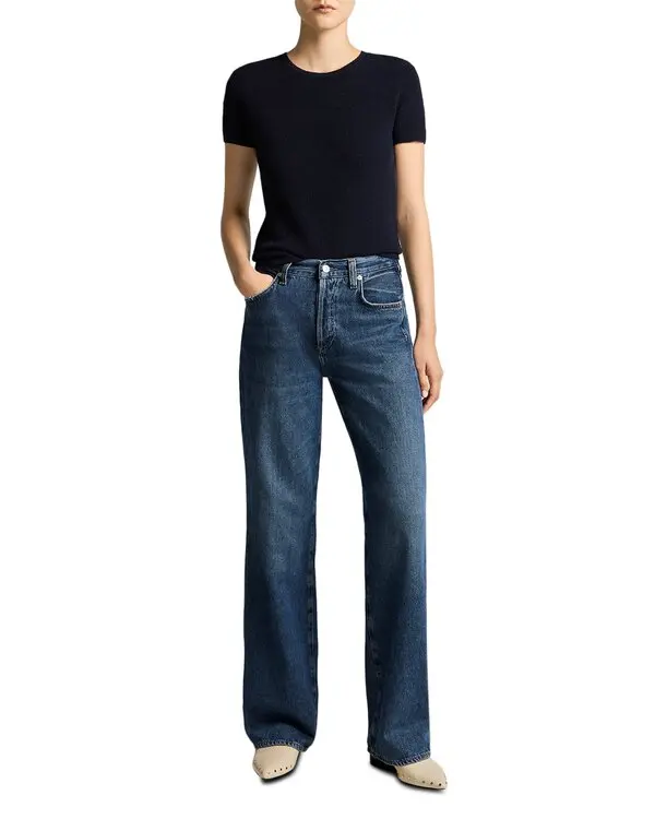 Vince Textured Crewneck Top - Navy
