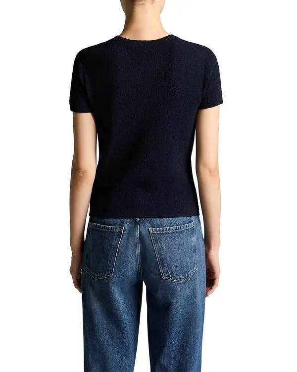 Vince Textured Crewneck Top - Navy