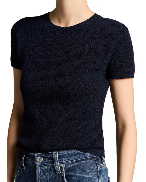 Vince Textured Crewneck Top - Navy
