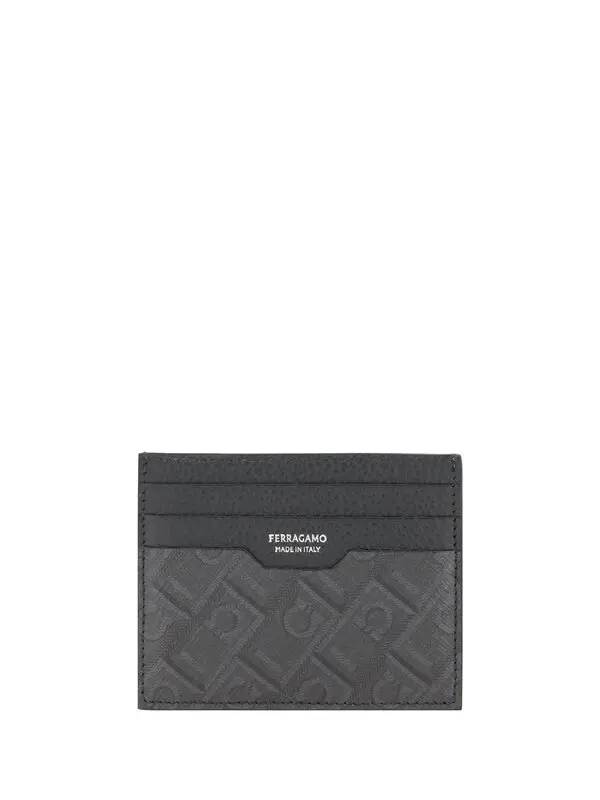 FERRAGAMO Leather Cardholder - Gray