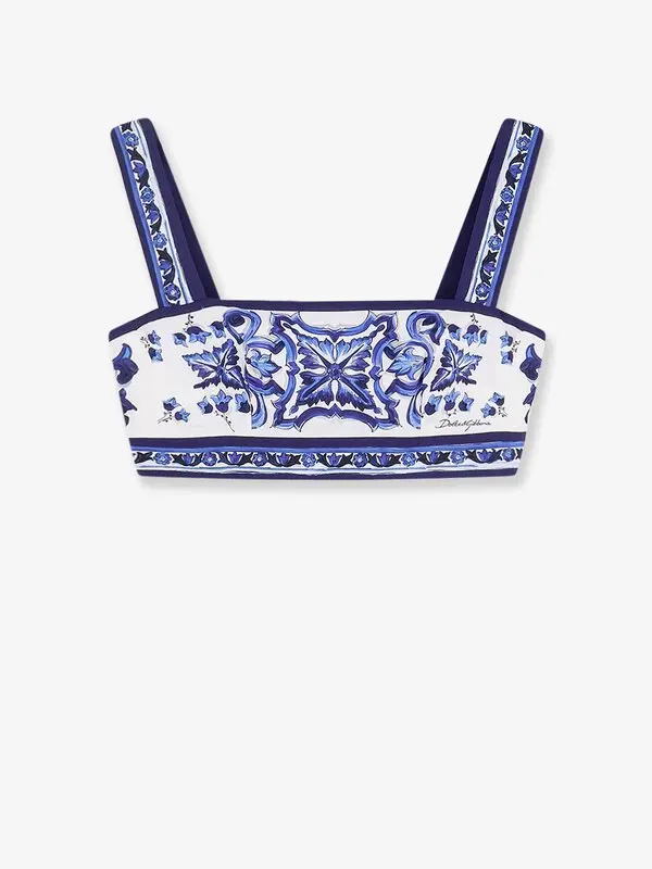 Dolce & Gabbana Cotton Top With Maiolica Print - Multicolor
