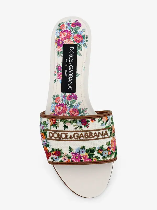 Dolce & Gabbana Embroidered Canvas Sandals - Multicolor