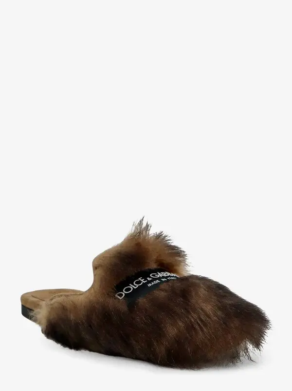 Dolce & Gabbana Shearling And Suede Sandals