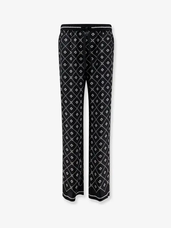 Dolce & Gabbana All-over Logo Print Silk Trousers - Multicolor