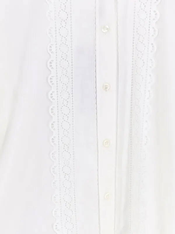 Dolce & Gabbana Oversize Cotton Shirt With Lace Trim