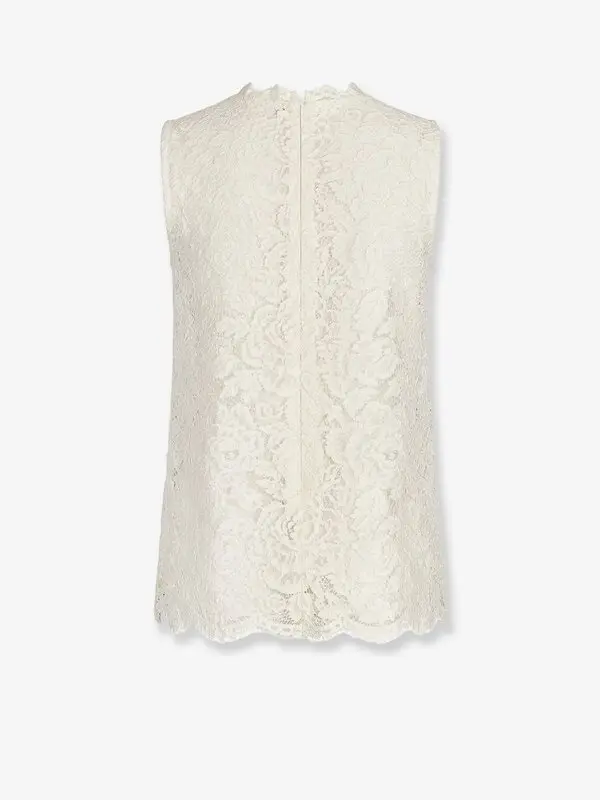 Dolce & Gabbana Logoed Stretch Lace Top