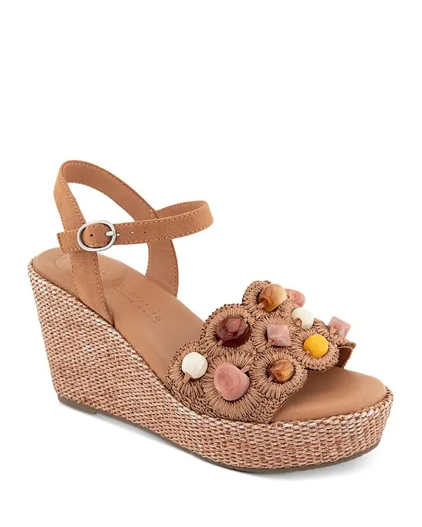 KENNETH COLE Nolina Platform Wedge Sandals - Mocha Nubuck