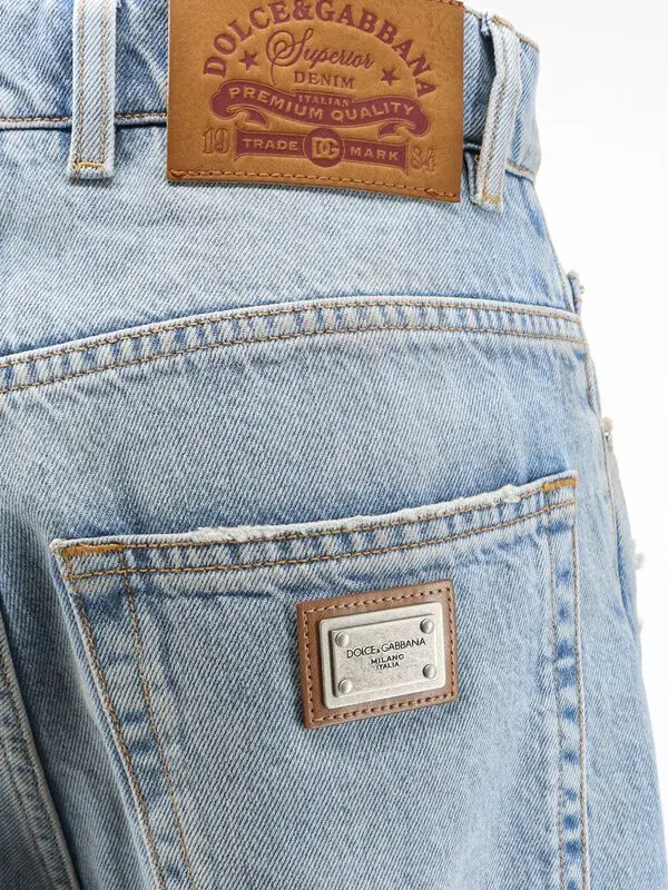 Dolce & Gabbana Denim Jeans With Distressed Details - Blue
