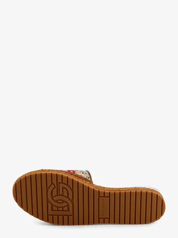 Dolce & Gabbana Embroidered Logo Canvas Espadrille Slides - Multicolor