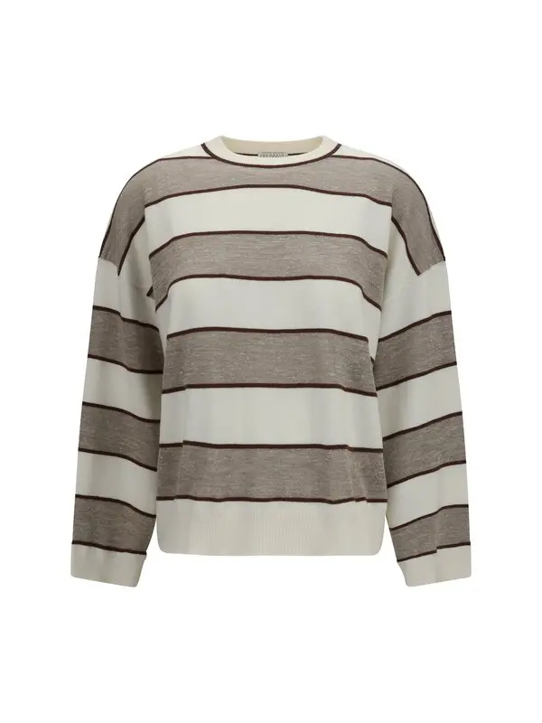 Brunello Cucinelli Striped Long Sleeve Sweater