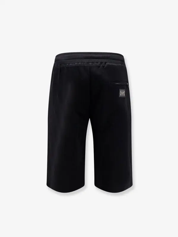 Dolce & Gabbana Cotton Bermuda Shorts With Metal Logo Patch