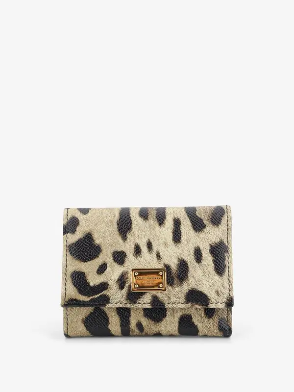 Dolce & Gabbana Hammered Leather Wallet With Animal Print - Multicolor