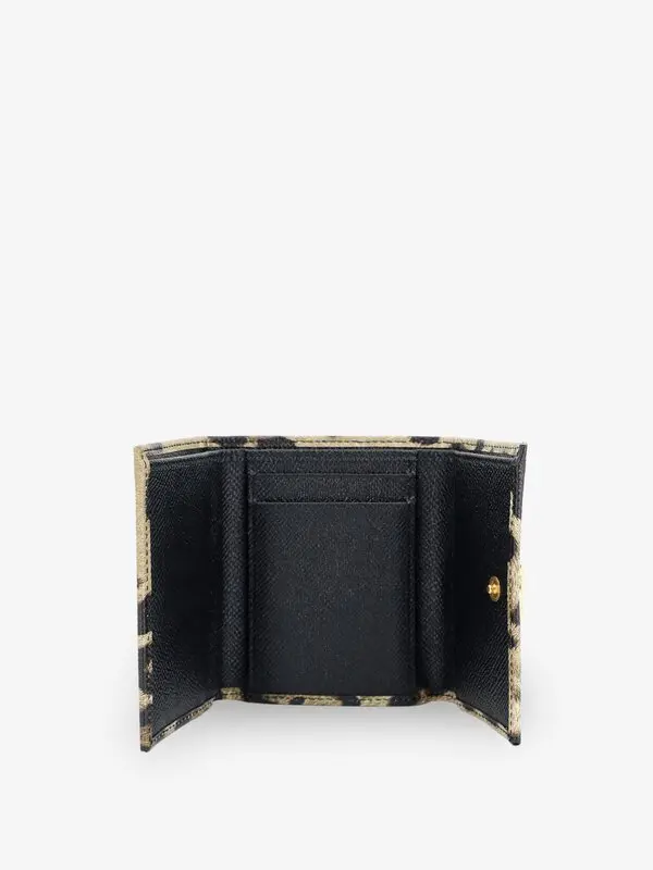 Dolce & Gabbana Hammered Leather Wallet With Animal Print