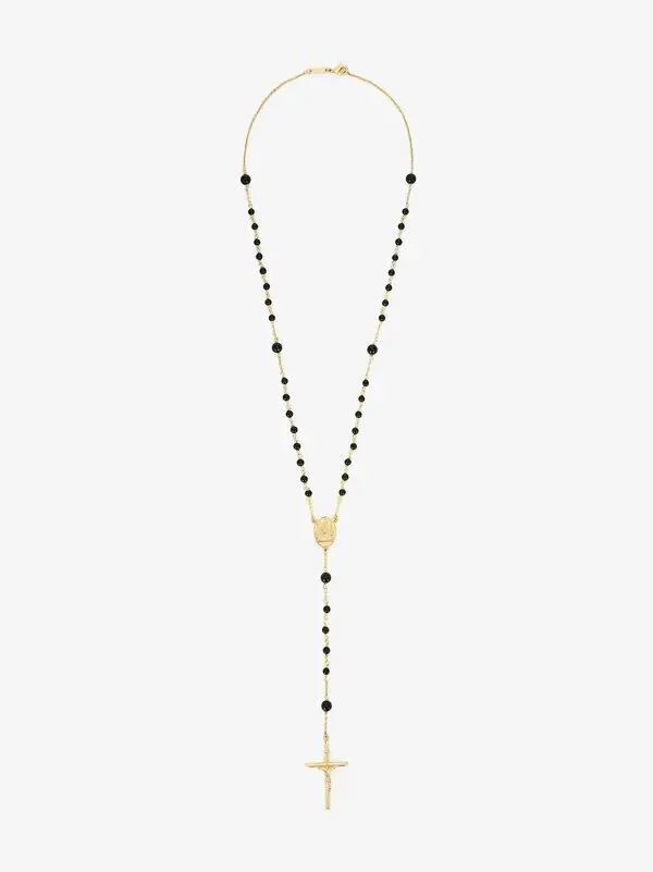 Dolce & Gabbana Gold Brass Rosary Necklace With Natural Stones - Multicolor