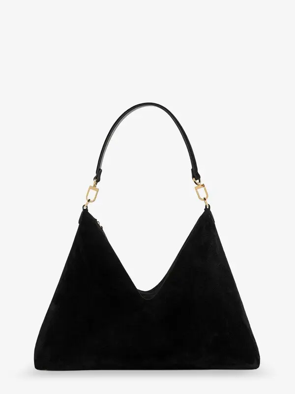 TOTEME Medium Bevel Suede Shoulder Bag - Black