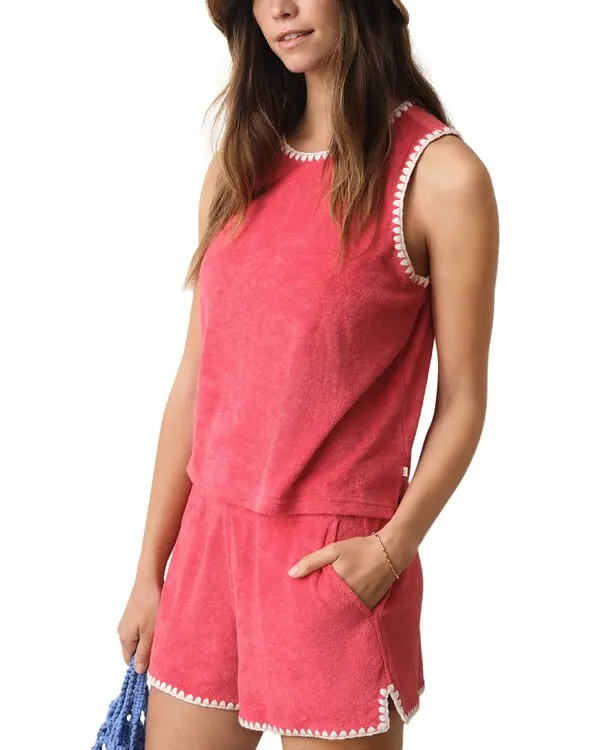 Marine Layer Flip Terry Shell Tank Top - Red