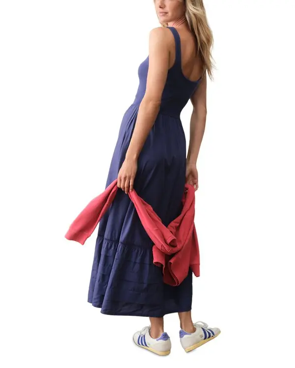 Marine Layer Ribbed Split Neck Maxi Dress