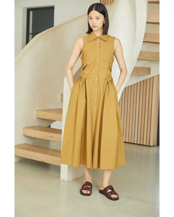JOVONNA LONDON Sleeveless Collared Midi Dress - Camel